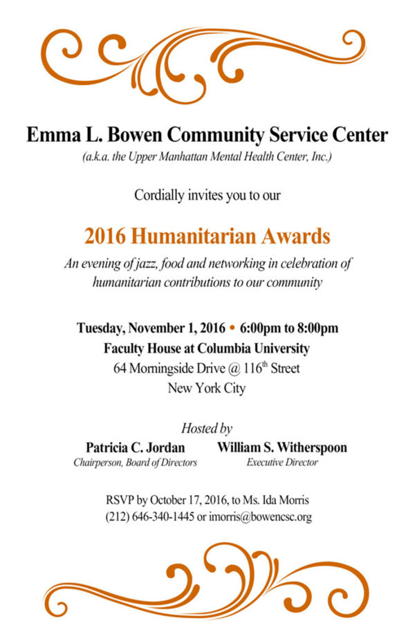 Save the Date: Humanitarian Awards – Bowen Center